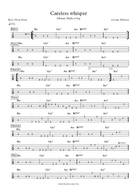 George Michael Careless Whisper Bass Transcription Deon Estus