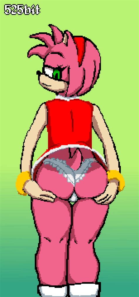 Rule 34 525bit Amy Rose Animated Ass Ass Focus Ass Grab Ass Shake Dress Female  Gradient