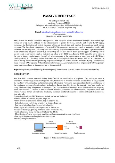 Pdf Passive Rfid Tags