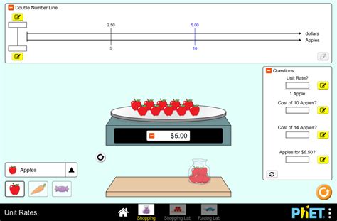Unit Rates Ratios Proportional Reasoning Double Number Line Phet Interactive Simulations