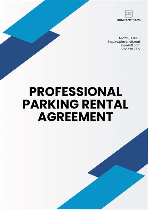 Free Professional Parking Rental Agreement Template To Edit Online