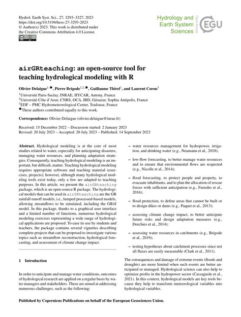 pdf airgrteaching an open source tool for teaching hydrological