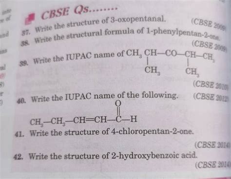 Cbse Qswrite The Structure Of 3 Oxopentanal Cbsb 20009 Write Th