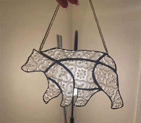 Stained Glass Bear Stained Glass Window Hanging Stained Glass Bear