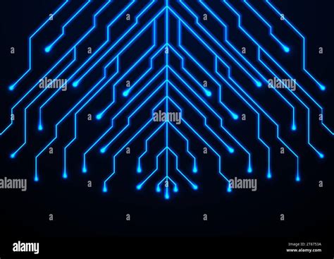 Abstract Neon Blue Tech Circuit Board Lines Sci Fi Background