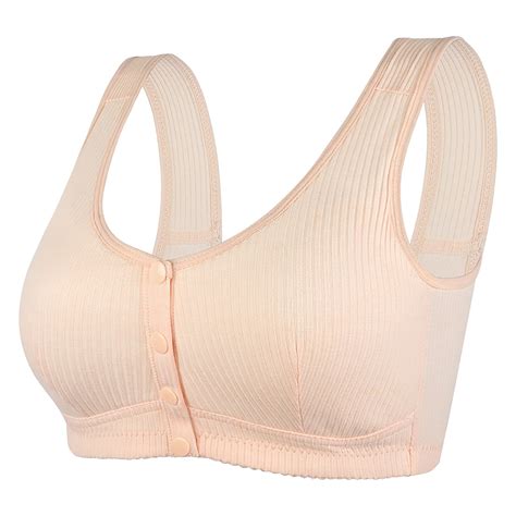 Womens No Steel Ring Front Close Bra T Back Plus Size Seamless Unlined Bra For Large Bust