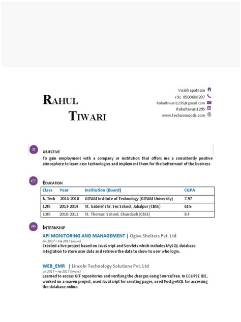rahul tiwari resume pdf java programming language databases