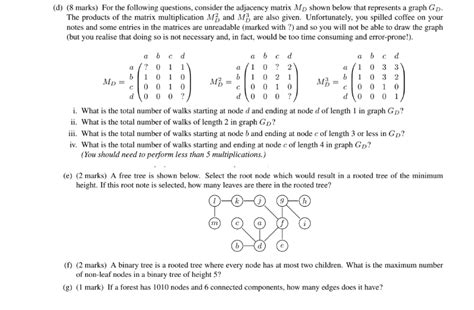 Solved D Marks For The Following Questions Consider Chegg