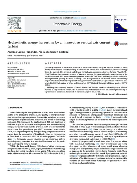 Pdf Hydrokinetic Energy Harvesting By An Innovative Vertical Axis Current Turbine