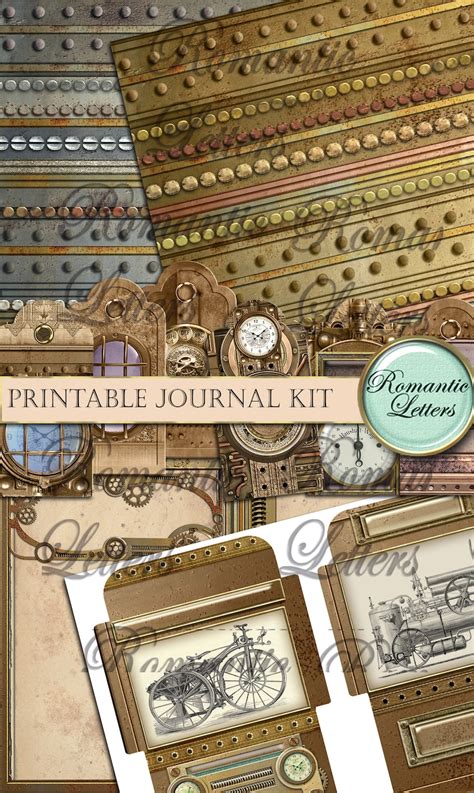 Steampunk Printable Junk Journal Kit Industrial Digital Etsy