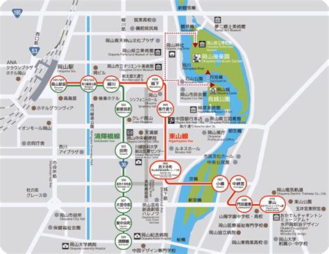 路線図時刻表運賃 路面電車 岡山電気軌道