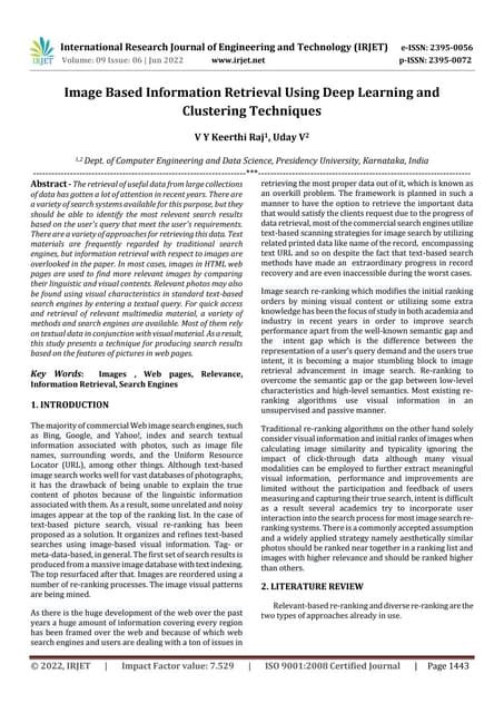 Image Based Information Retrieval Using Deep Learning And Clustering