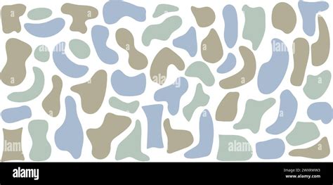 Set Of Organic Irregular Blob Shapes Blue Random Deform Spot Fluid