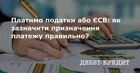 Платимо податки або ЄСВ як зазначити призначення платежу правильно
