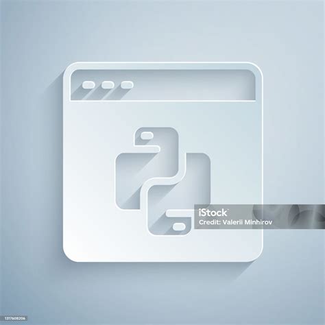 Icône De Langage De Programmation Python Découpée En Papier Isolée Sur