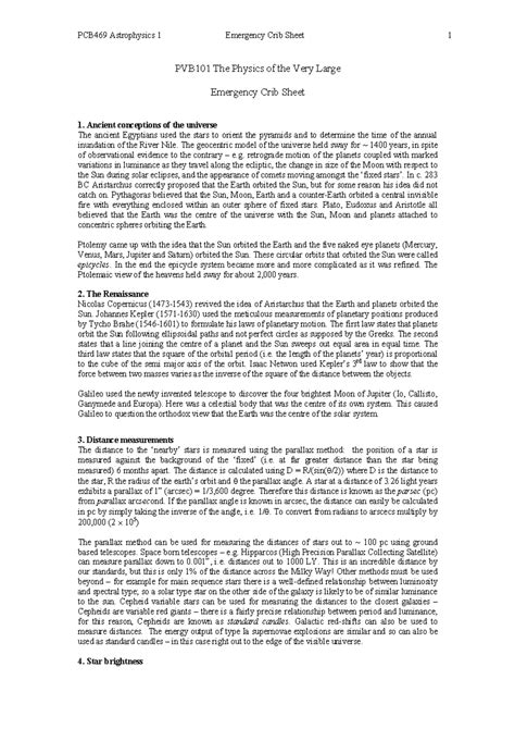 Summary Lecture 1011 Tutorial Work Emergency Crib Sheet Pcb469