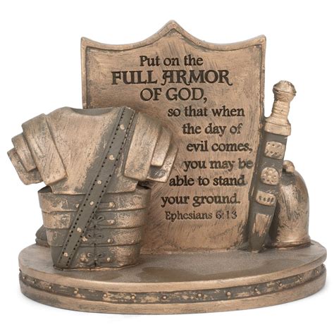 Mini Dicksons Bronzetone Full Armor Scripture 3 X 4 Resin Decorative