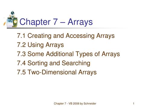 Ppt Chapter 7 â€“ Arrays Powerpoint Presentation Free Download Id