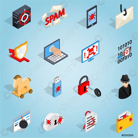Hacking Set Icons Isometric 3d Style Stock Vector 3292565 Crushpixel