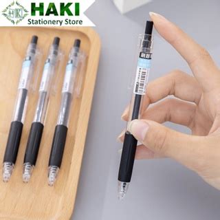 Bút bi bấm mực gel nước HAKI mực đen đỏ xanh viết đều mực phụ kiện văn