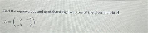 find the eigenvalues and associated eigenvectors of