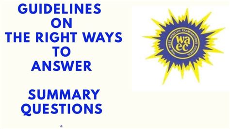 Sample Wassce English Summary Questions And Answers