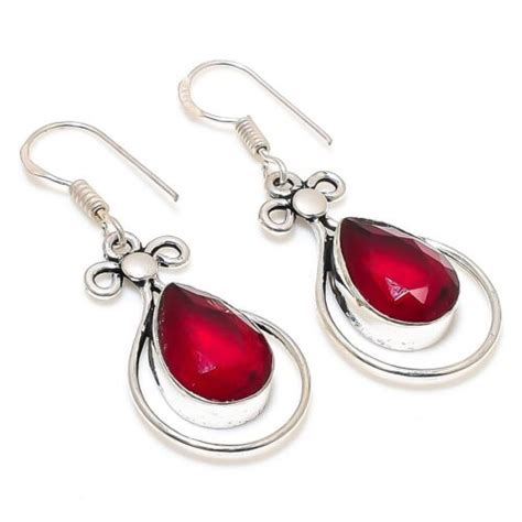 Mozambique Garnet Gemstone 925 Sterling Silver Jewelry Earring 169