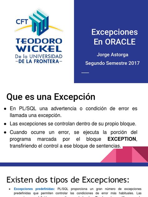 Excepciones En Oracle Pdf Pl Sql Sql