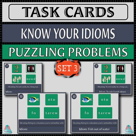 Idiom Task Cards Puzzling Problems Set 3 Made By Teachers