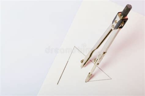 A Figure Drawn By A Compass On White Paper Triangle Compass In Space Stock Image Image Of