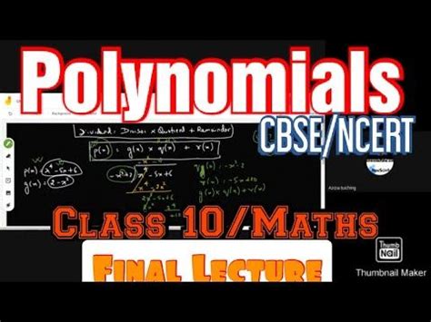 Polynomials Class Maths CBSE NCERT YouTube