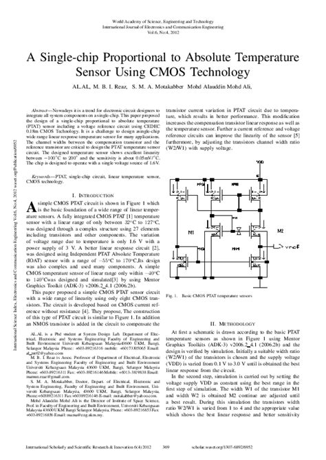 Pdf A Single Chip Proportional To Absolute Temperature Sensor Using