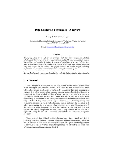 pdf data clustering techniques a review