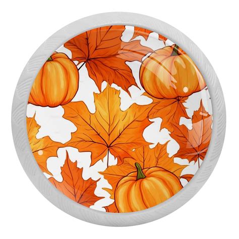 Maple Leaf Pumpkin Pattern 4pcs Cabinet Knobs Pulls Fluorescent Drawer