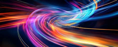 Colorful Abstract Light Trails On Dark Background Dynamic Motion