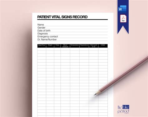 Editable Vital Signs Record Form Etsy