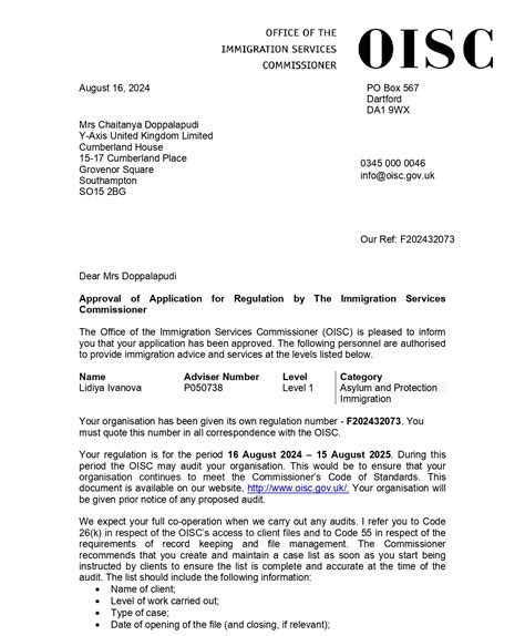 Oisc Certificate Y Axis Uk
