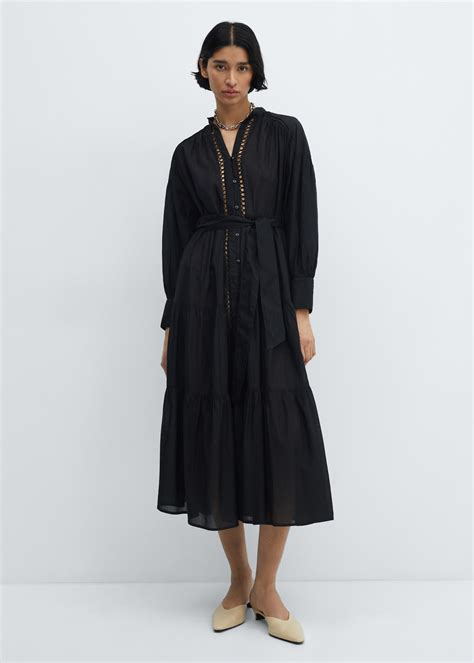 Openwork Detail Shirt Dress Woman Mango Usa