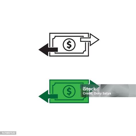 Logo De Largent Dollar Icône Illustration Colorée Et Contour Vecteurs