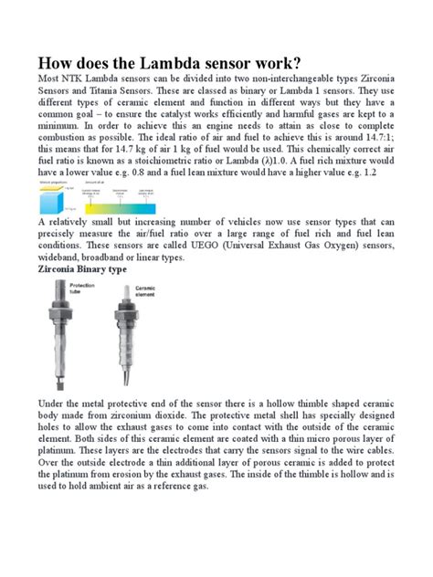 How Does The Lambda Sensor Work Pdf Physical Sciences Chemistry