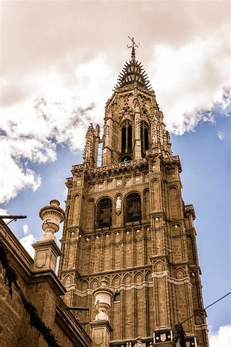 Detalhe Da Torre Do Sino Da Catedral De Toledo Primata Catedral De