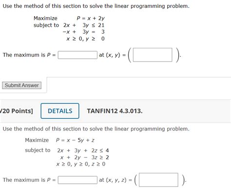 solved jse the method of this section to solve the linear