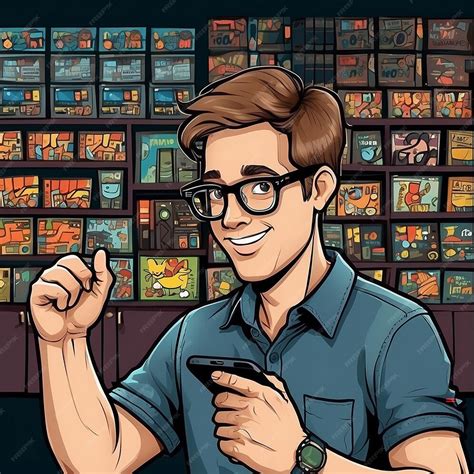 Handdrawn Nerd Cartoon Illustration Premium Ai Generated Image