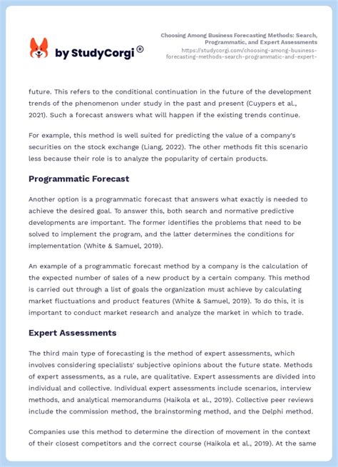 Choosing Among Business Forecasting Methods Search Programmatic And