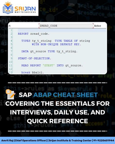 🧠 sap abap cheat sheet quick reference for every consultant amrit raj