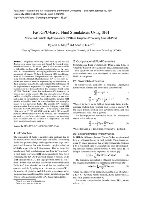 Pdf Fast Gpu Based Fluid Simulations Using Sph Øystein Krog And