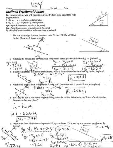 Inclined Static And Friction Force Problem Set Physics Forces