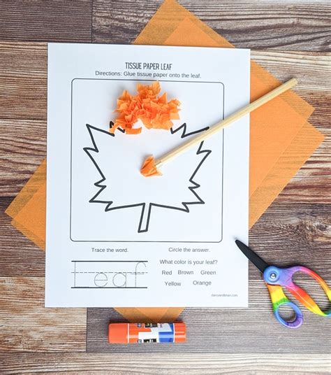 Tissue Paper Leaf Craft Fun Preschool Fall Activity