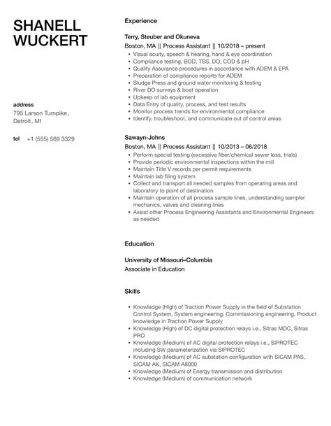 Process Assistant Resume Samples Velvet Jobs