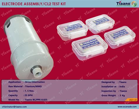Titanium Electrode Assembly 25 Gph For Brine Chlorination